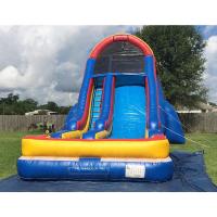 China Custom Color Giant Inflatable Double Slip And Slide With Pool For Adult And Kids for sale