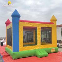 China Jumping Inflatable Bounce House With Air Blower Yellow Blue Green Red for sale