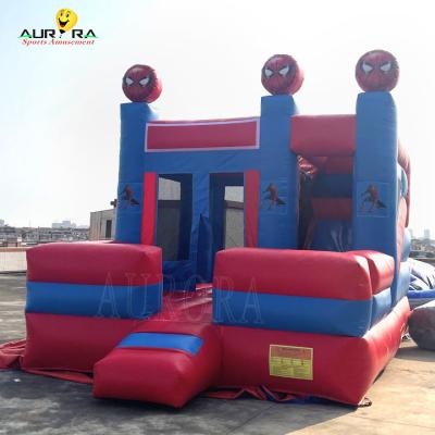 China Spider Man Theme Colorful Inflatable Bouncy Castle Bouncer Combo Customized for sale