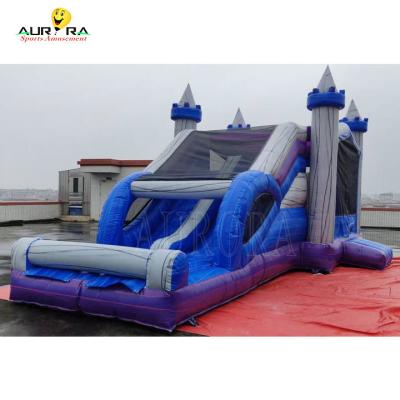 China Custom Design Kids Inflatable Bouncy Castle 0.55mm PVC Jumping Bounce House With Slide for sale
