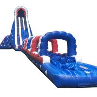 China PVC Tarpaulin Commercial Inflatable Slip And Slide With Pool Double Lane rental for sale