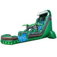 China Inflatable Water Slide With Pool For Kid'S PVC Blue Backyard Lane Water Slide 22ft for sale