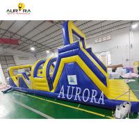 China Blue Yellow 0.55mm PVC Giant Inflatable Obstacle Course Jumping Castle Color Custom for sale