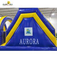China Blue Yellow 0.55mm PVC Giant Inflatable Obstacle Course Jumping Castle Color Custom for sale
