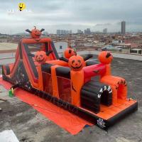 China Outdoor Giant Commercial Obstacle Course Blow Up Halloween Pumpkin Themed for sale