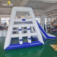China Blue PVC Inflatable Water Toys Airtight Floating Water Slide For Lake for sale