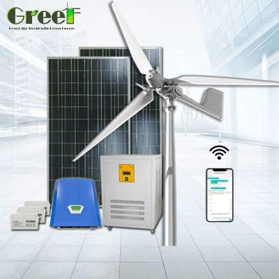 China Grid Tie Inverter Solar Hybrid Pitch Wind Turbine Fan 5KW To Generate Electricity for sale