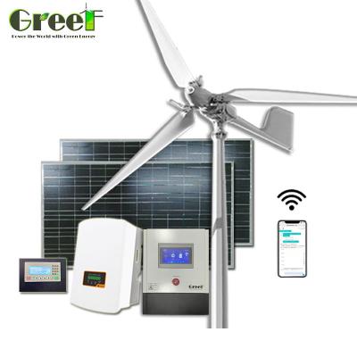 China Roof Solar Hybrid Grid Tie Industrial Pitch Control Wind Turbine 5KW for sale