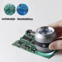 China Rechargeable 10X Magnification UV Anti-counterfeiting Magnifying Glass with LED Light and Scale Lens for sale