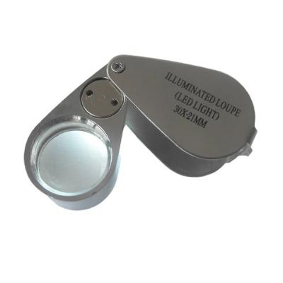 China Portable 20X21mm LED Diamond Magnifying Glass with Light Handheld Jewelry Loupe Screen Magnifier for sale