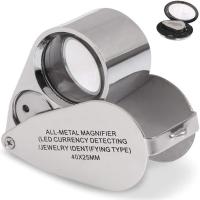 China Pocket Folding  With LED UV Light 10X Metal Illuminated Jewelry Magnifying Glass for sale