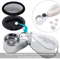 China Pocket Folding  With LED UV Light 10X Metal Illuminated Jewelry Magnifying Glass for sale