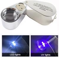 China Pocket Folding  With LED UV Light 10X Metal Illuminated Jewelry Magnifying Glass for sale