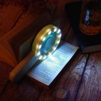 China 10x Light Handheld Large Magnifier Lens Magnifying Glass with Stand for Inspection for sale