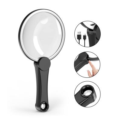 China 110mm HD Lens LED Magnifier with 49 LED Lights and 3X+5X+8X Magnification for Senior Reading for sale