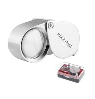 China 30X 21mm Black Folding Magnifier Loupe Portable Handheld Pocket Mini Magnifying Glass with Protective Case for Reading for sale