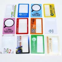 China Custom Logo Handheld Plastic Magnifying Glass Promotional Business Card Wallet Credit Card Reader Pocket Customizable Gift Idea for sale