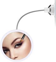 China 360 Degree Freely Rotate Bathroom 10X Magnifying Bright LED Lights Makeup Mirror With Suction Cup for sale