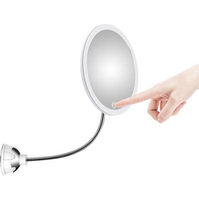 China Super Suction 360 Degree Rotation LED Light Ring Long-Lasting 1x-10x Magnification Bathroom Makeup Mirror for sale