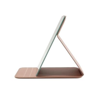 China New Arrival PU Leather Stand up Desktop Folding Makeup Mirror  Pocket Illuminated Cosmetic Mirror for Beauty Travel Camping for sale