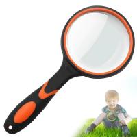 China Portable 10X Glass Lens Handheld Magnifier with Rubber Handle for Reading Newspaper Jewelry Other Tasks for sale