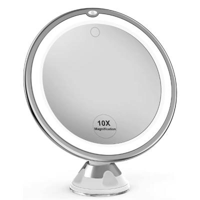 China Wufan 10X Magnifying Bronze Desktop Makeup Mirror 360 Degree Locking Suction Cup Vanity Cosmetic Mirror Cosmetic Mirrors for sale