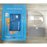China Credit Card Screen Magnifier LED Illuminated 2.5X 48mm Diameter Bundle Wallet Purse Magnifying Glass Pocket Card for sale