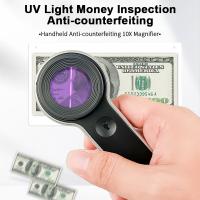 China Handheld Magnifier with 10X Magnification LED UV Light and K9 Optical Lens for Reading and Inspection for sale