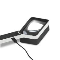 China Portable Handheld 2.5X Magnifier with High Quality PMMA Square Magnifier with LED High Light Beads for Reading and Inspection for sale