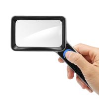 China Portable Handheld 2.5X Magnifier with High Quality PMMA Square Magnifier with LED High Light Beads for Reading and Inspection for sale