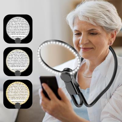 China 3-in-1 Neck-mounted Magnifier Glass with 130mm Large Lens and 48 LED Lights for Hands-Free Use for sale