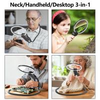 China 3-in-1 Neck-mounted Magnifier Glass with 130mm Large Lens and 48 LED Lights for Hands-Free Use for sale