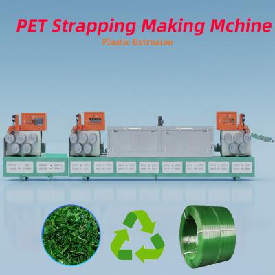 China Single Screw PET Strap Production Line with 38CrMoALA Screw Material, 250-500 KG/H Capacity, and Customizable Embossing Patterns for sale