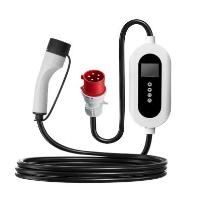 China 16A Current Adjustable Portable Charging Stations For Electric Cars 11kW Type 2 3 Phase for sale