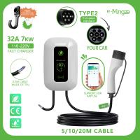 China Type 2 32A 7kW Wallbox Portable EV Charger 110-220V IP65 with APP Control for sale