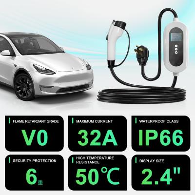 China Portable AC EV Charger 7KW Type 1 8A-32A Adjustable Current CE RoHS for sale