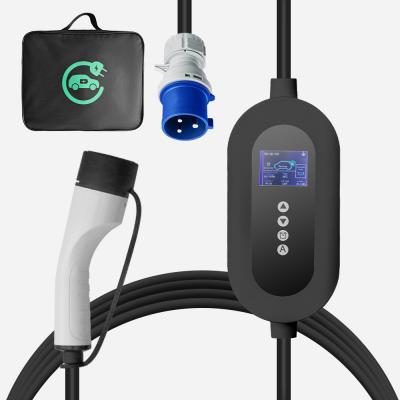 China Type 2 Adjustable 8A-32A 7kW Portable Electric Charger For Home Travel 5m 10m 15m 20m for sale