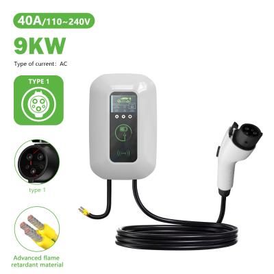 China USA Standard 110V-250V 9kW Wall Box EV Charger Adjustable Current 8-40A With NFC APP for sale