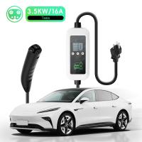 China 3.5kW 16A Portable Electric Vehicle Charger NACS With Smart LCD Screen For Home Charging for sale