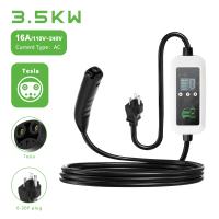 China 16A 3.5kW NACS Portable EV Car Charger Smart LCD Display For Home Use for sale