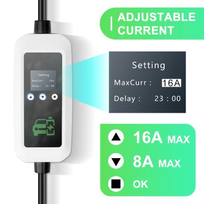 China NACS 16A 3.5kW Portable Tesla Charger With Smart LCD Display For Home Charging for sale