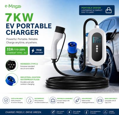 China 1 Phase ODM OEM 7kw 32A Type 2 AC Charging Electric Vehicle Charger Portable With APP for sale