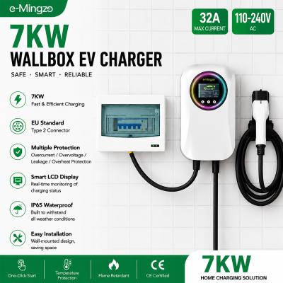 China European 11kw 22KW Smart Wall Mounted EV Charger Type 2 32A Wallbox Charging Station for sale