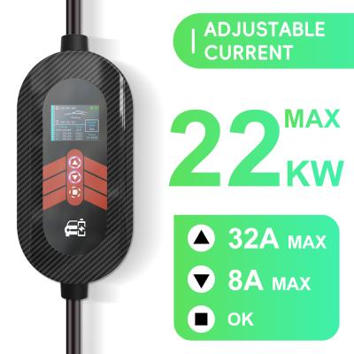 China Smart 22kW Portable EV Charger with WiFi APP Control Three Phase 22kW Portable EV Charger for Electric Cars for sale