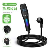 China 3.5kW 16A All-in-One Type 2 Portable EV Charger with EU Plug and App Control for sale