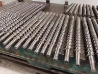 China 65mm Screw Diameter 38CrMoAl Nitriding Conical Twin Double Screw for Pet Fish Snacks Food for sale