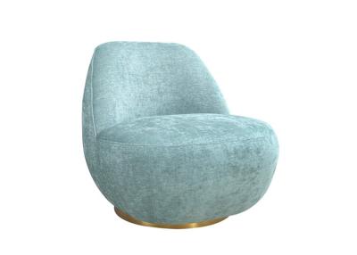 China Turquoise Foam Padded Swivel Chair Metal Base 73cm L x 82cm D Modern Upholstered for sale