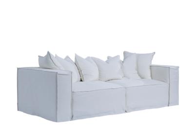 China Cotton Linen Slipcover Sofa 220cm with Feather Cushions Washable Cover for sale