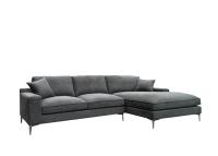 China Charcoal Sectional Couch 305cm Foam Feather Cushions Metal Legs L Shaped Sofa for sale