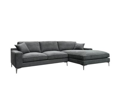 China Charcoal Sectional Couch 305cm Foam Feather Cushions Metal Legs L Shaped Sofa for sale